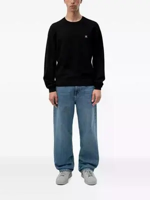 Hugo Setallo Knitted-piqué Sweater With Metallic Stacked-logo