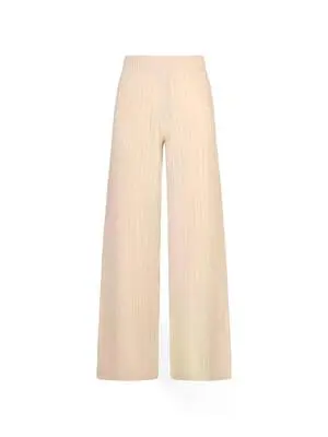 Agnona Cable-knit Wide-leg Trousers - Neutrals