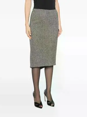 N°21 Herringbone-pattern Side-slit Skirt
