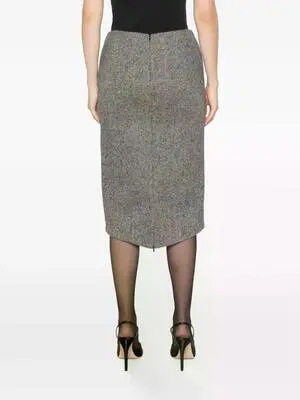 N°21 Herringbone-pattern Side-slit Skirt