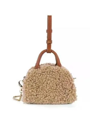 LANCASTER Nano Shearling-effect Leather Clutch Bag
