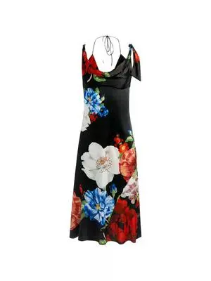 Alice + Olivia Floral Print Cowl Neck Midi Dress