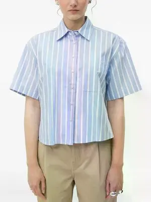 Hugo Vertical-stripe Short-sleeve Shirt - Blue
