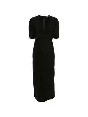Proenza Schouler Puff-sleeve Front-slit Midi Dress - Black