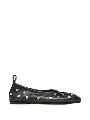 ALOHAS Rosalind Stud-embellished Leather Ballet Flats - Brown