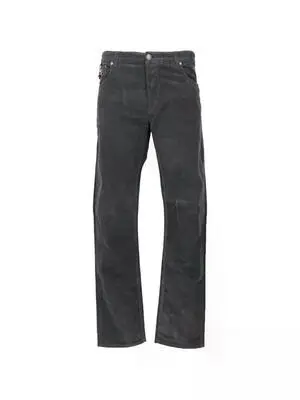 Isaia Logo-patch Corduroy-texture Jeans - Grey
