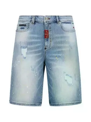 Philipp Plein Paint-splatter Distressed-effect Shorts