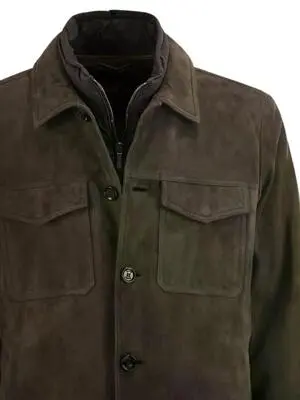 MOORER Torquato-tz Suede Layered-detail Jacket