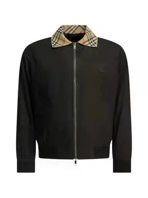 Burberry Check-collar Harrington Bomber Jacket - Black