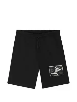 Hugo Darispan Cotton-terry Shorts With Artwork-patch - Black