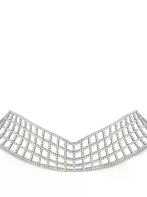LB EXCLUSIVE 18k White Gold Diamond Lattice Choker Necklace - Silver