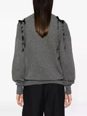 Simone Rocha Bow-embellished Cold-shoulder Sweater