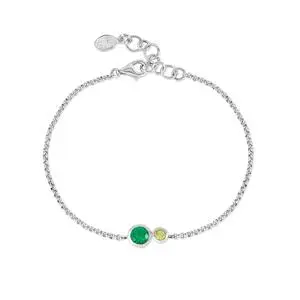 DOWER & HALL Silver / Green Greens Tutti Frutti Duo Chain Bracelet - Silver/green