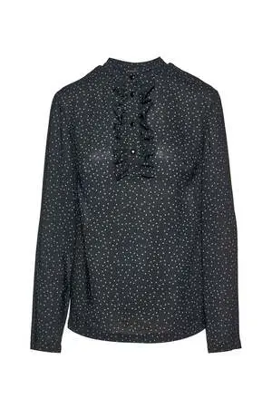 CONQUISTA Polka Dot Blouse With Ruffle Detail