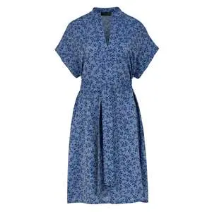 CONQUISTA Floral Print Dress With Side Slits - Blue