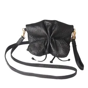 Carlos Falchi Mini Butterfly Lambskin Convertible Bag - Black