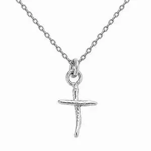 MOTHER NATURE JEWELRY Handmade Jasmine Branch Cross Necklace - Silver