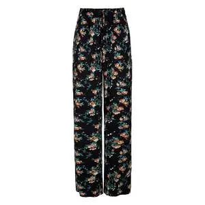 CONQUISTA Floral Wide Leg Pants - Black