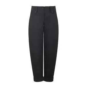 CONQUISTA Full Length Virgin Wool Style Turn Up Pants - Grey