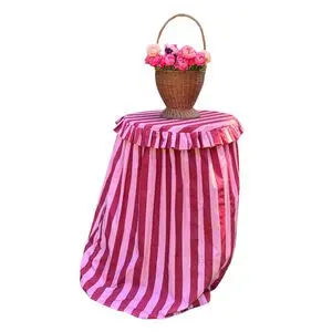CLUB CARLOTTA TABLEWARE Back In Stock! High Party Tablecloth Red/ Stripe - Pink