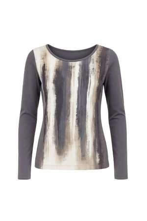 CONQUISTA Abstract Print Long Sleeve Top - Grey