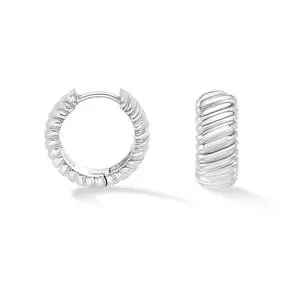 DOWER & HALL Wide Twist Huggie Hoops In Sterling With Vermeil - Silver