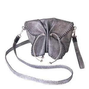 Carlos Falchi Mini Butterfly Lambskin Convertible Bag - Silver