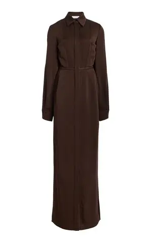 Michael Kors Techno Satin Maxi Dress With Slit Sleeves