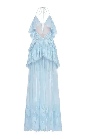 MONTSAND Tiered Mesh Maxi Dress - Blue