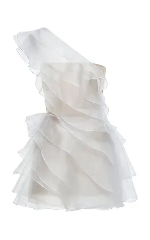 MONTSAND Ruffled One-shoulder Mini Dress - Grey