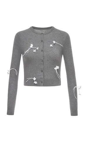 MONTSAND 3d Floral Cotton-modal Cardigan