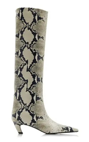 Khaite Davis Embossed-leather Knee Boots