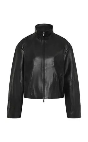 ST. AGNI Zip Leather Jacket - Black