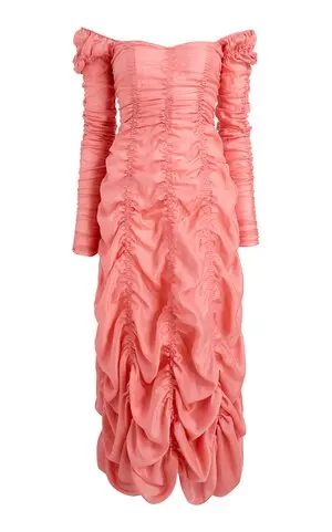 Khaite Judith Ruffled Silk Blend Dress - Pink