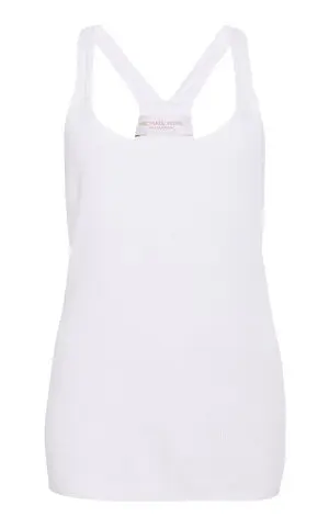 Michael Kors Ribbed Superfine Linen-cotton Tank Top - White