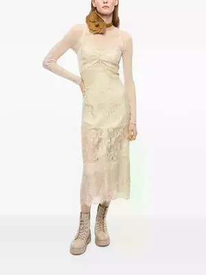 Pinko Lace-trim Floral-print Midi Dress