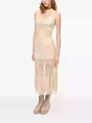 Pinko Lace-trim Floral-print Midi Dress