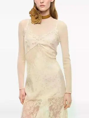 Pinko Lace-trim Floral-print Midi Dress