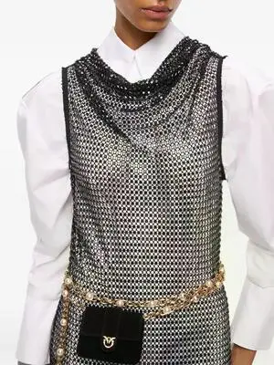Pinko Crystal-embellished Mesh-knit Midi Dress