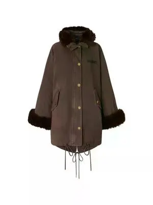 Pinko Faux-fur-trim Hooded Coat - Brown