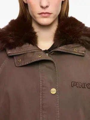 Pinko Hooded Faux-fur Trimmed Cotton Coat