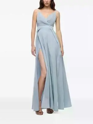 Pinko Wrap-style Side-slit Maxi Dress - Blue