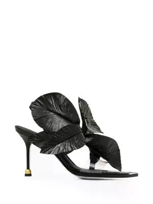 VANDA NOVAK Daisy Floral-appliqué Sandals - Black