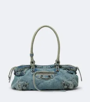 Balenciaga Le City East-west Denim Shoulder Bag - Blue