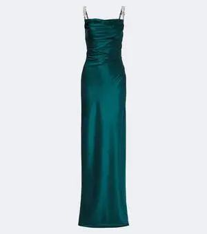 Balmain Embellished Ruched Silk Satin Gown