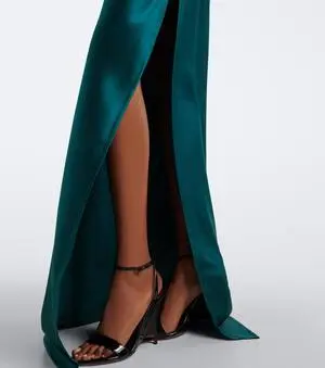 Balmain Embellished Ruched Silk Satin Gown