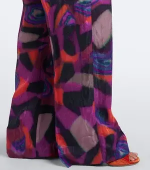 Dries Van Noten Printed Moire Wide-leg Pants