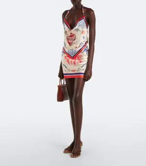 Retrofete Creta Embellished Silk-blend Satin Minidress