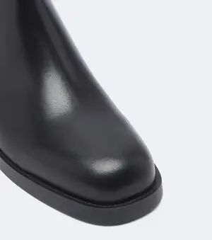 Burberry Huntley Check Leather Ankle Boots - Black