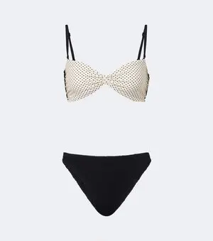 Hunza G Delphine Polka-dot Reversible Bikini - Black